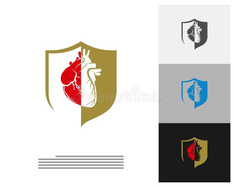 Heart Shield Logo Vector Template, Creative Human Heart Logo Design ...