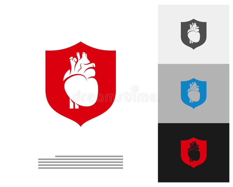 Heart Shield Logo Vector Template, Creative Human Heart Logo Design ...