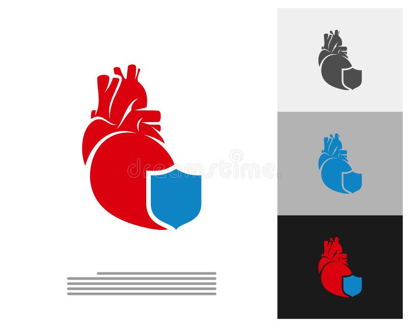 Heart Shield Logo Vector Template, Creative Human Heart Logo Design ...
