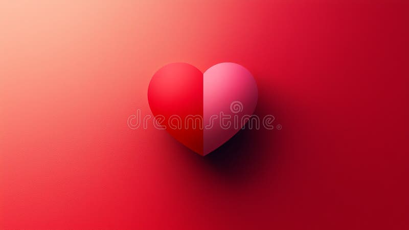 Heart is Shown in Red and Pink on a Red Background. AI Generated Stock ...