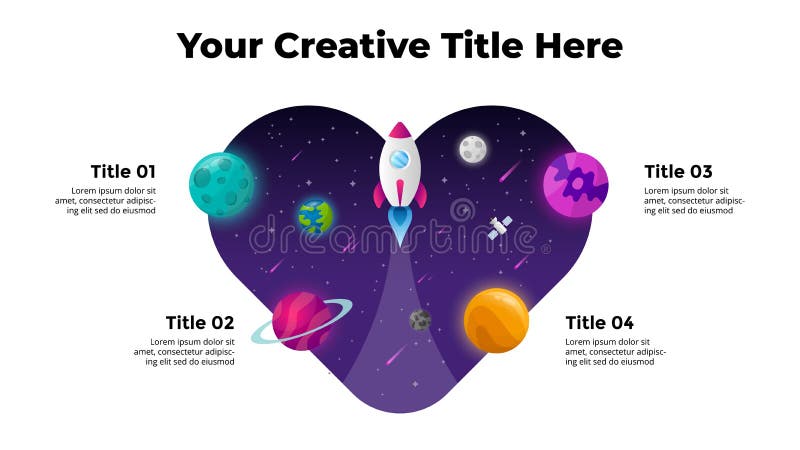 Heart Sign. Circle Diagram. Startup Vector Infographic. Rocket Launch ...