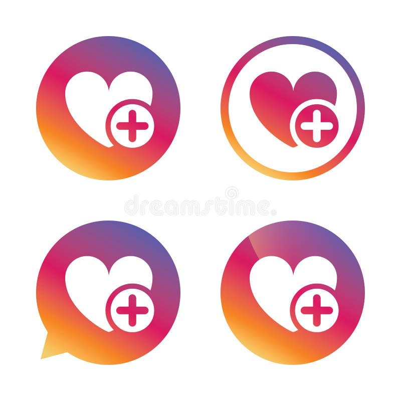 Heart Sign Icon. Add Lover Symbol Stock Vector - Illustration of online ...
