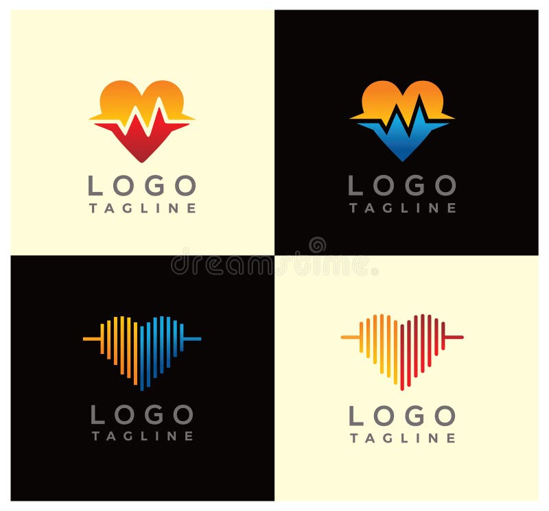 Heart Signal Logo Brand Design Template Stock Vector - Illustration of ...