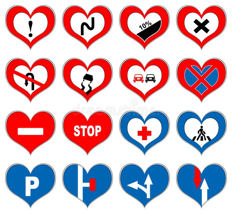 Heart signs stock vector. Illustration of caution, road - 22874839