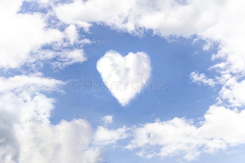 Heart on the Sky with Cloudy. Blue Sky with Hearts Shape Clouds Natural ...