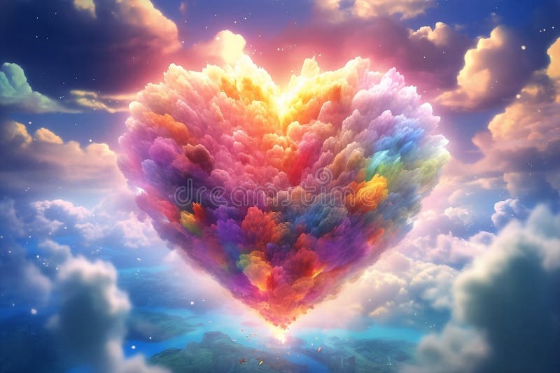 Heart in the Sky. Generative AI. Stock Illustration - Illustration of ...
