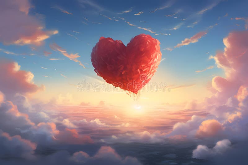 Heart in the Sky. Generative AI Stock Illustration - Illustration of ...