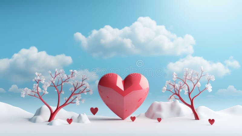 Heart in the Sky Heart in the Snow Tree in the Snow Stock Illustration ...