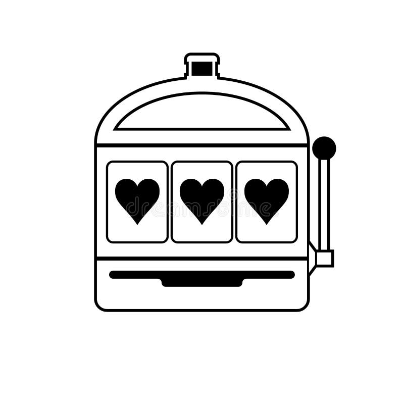 Heart Slot Machine Icon Black and White Vector Illustration Stock ...