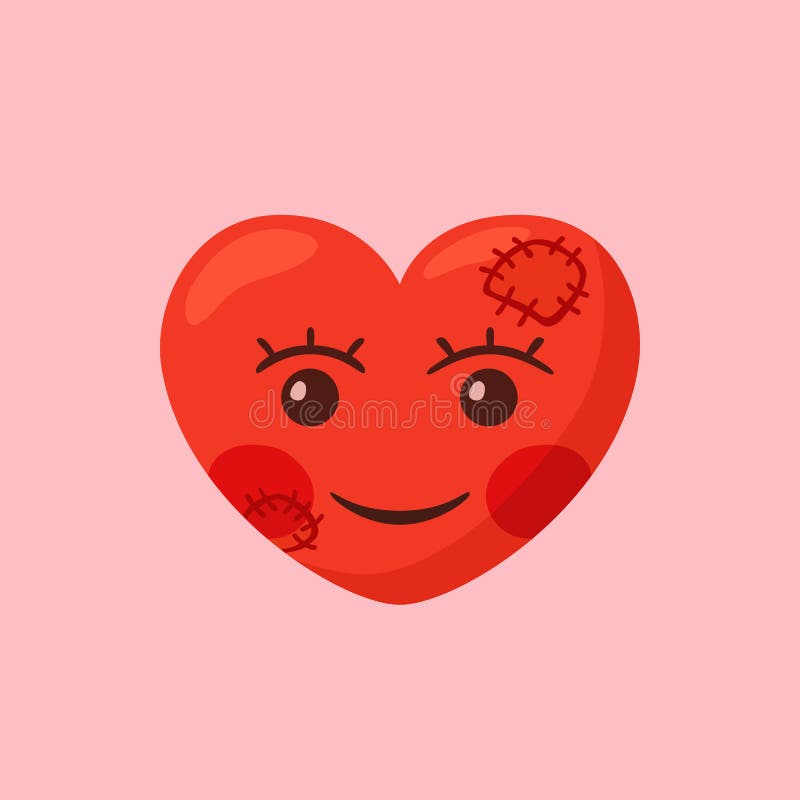 Heart with Smile and Patchs Stock Vector - Illustration of smile, heart ...