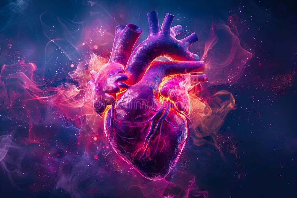 A Heart with Smoke and Flames Stock Image - Image of flames, blood ...
