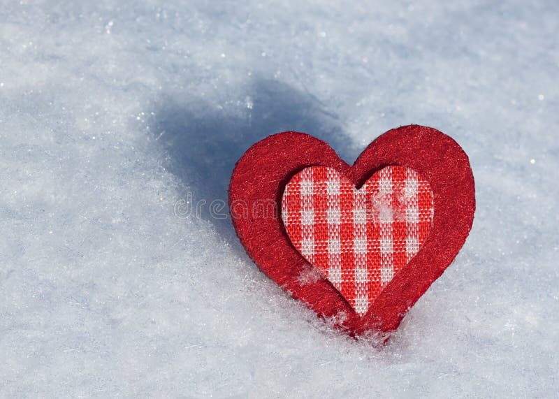 Heart on snow. stock photo. Image of hearts, celebration - 23582756