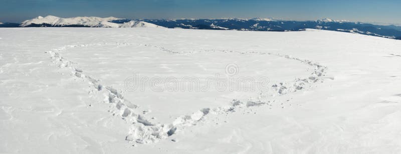 Heart on snow stock photo. Image of love, footprint, print - 7453398