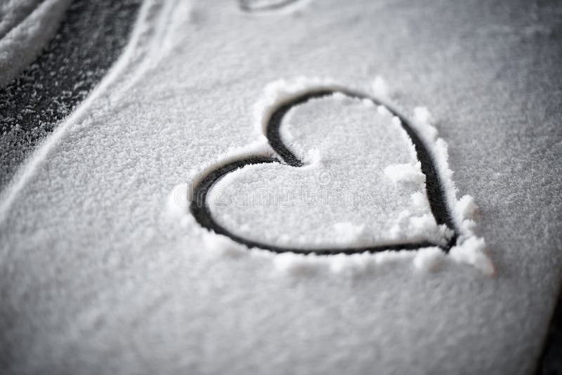 Abstract Glass Heart on Snow at Night. Card for a Valentine S Day ...