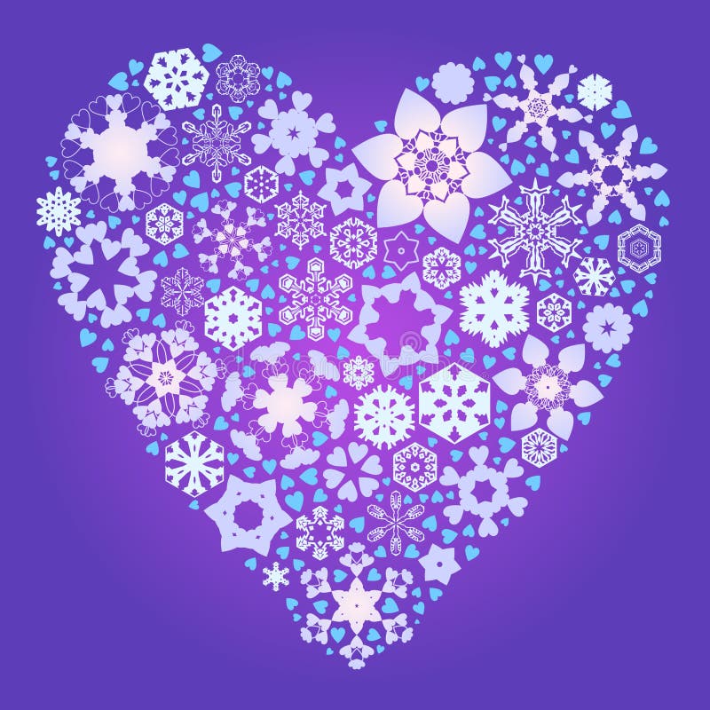 Heart of snowflakes stock vector. Illustration of purple - 17657020