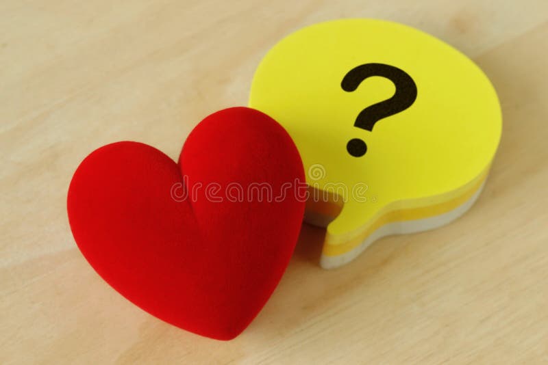 Heart and Speech Bubble Sticky Notes with Question Mark - Love Concept ...