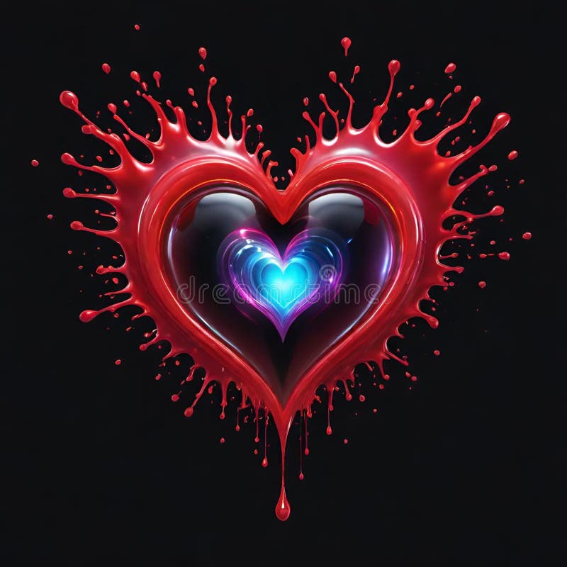 Heart with a Splash of Red Liquid Stock Illustration - Illustration of ...