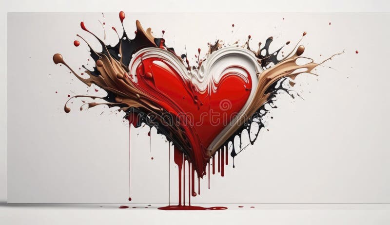 Heart with Paint Heart with Splashes Stock Illustration - Illustration ...