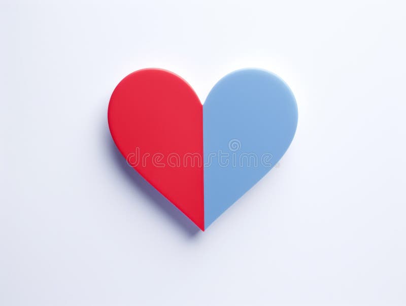 A Heart Split into Red and Blue Halves. the Concept Explores Duality in ...