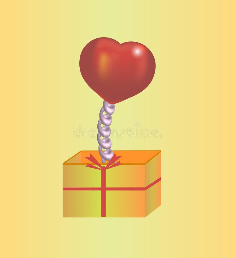 Heart on the Spring in a Gift Box Stock Illustration - Illustration of ...