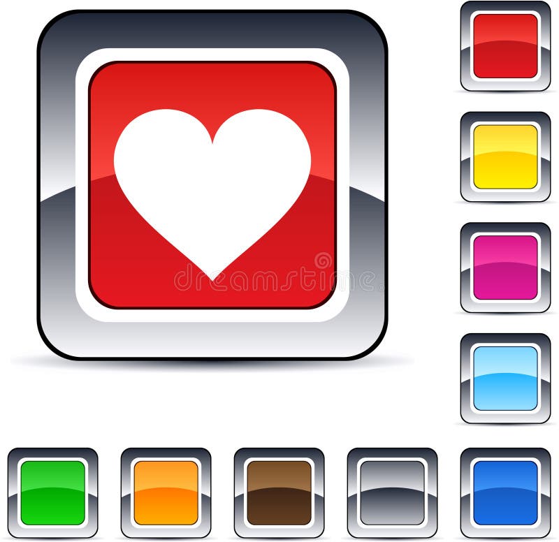 Heart square button. stock vector. Illustration of square - 21387568