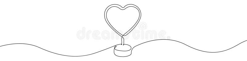 A Heart on a Stand Icon Line Continuous Drawing Vector. One Line Heart ...