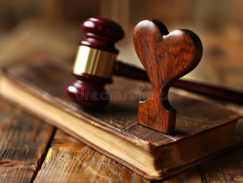 Heart Standing on an Aged Legal Code Book Next To a Gavel Signifying ...