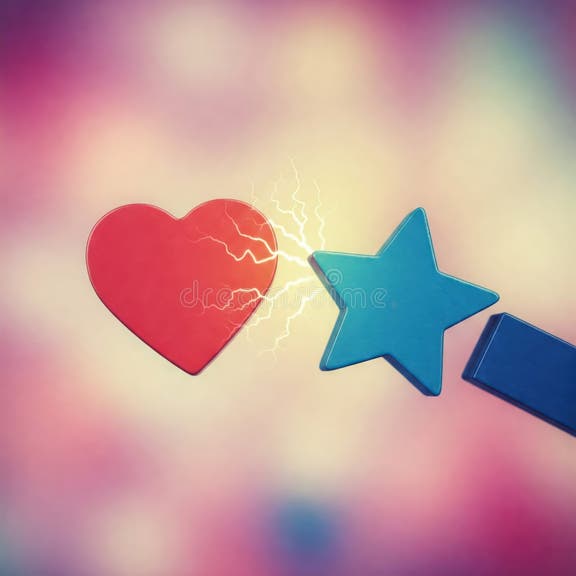 The Heart and the Star Collide, Creating an Electric Spark. Stock Photo ...