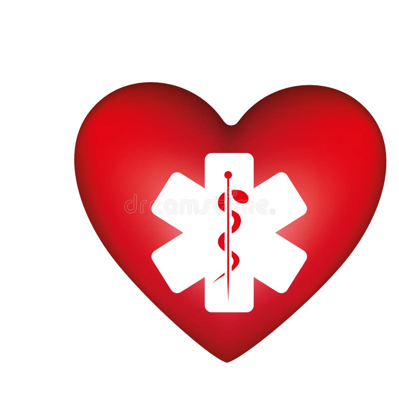 Heart with Star Medicine Sign Inside Stock Illustration - Illustration ...