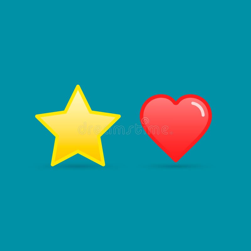 Heart and Star Isometric Symbol Set, Vector Isolated Flat Icon Stock ...