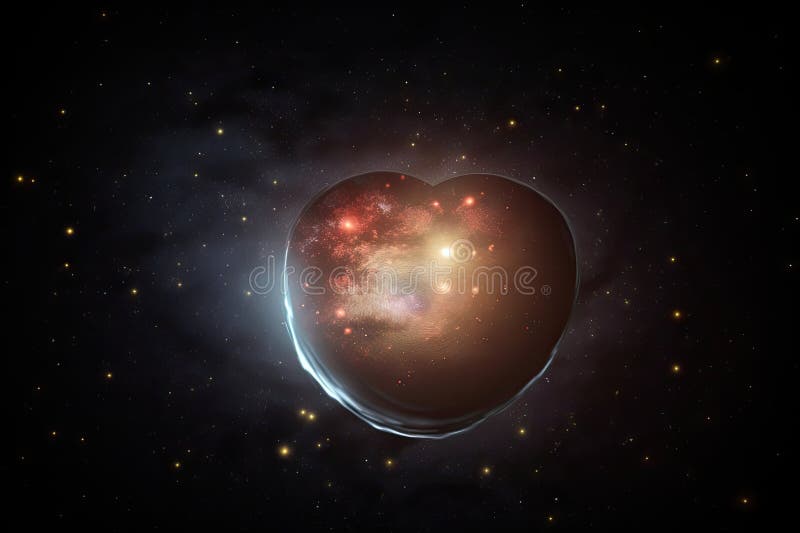 Heart, with Stars and Planets Visible in the Night Sky of a Distant ...