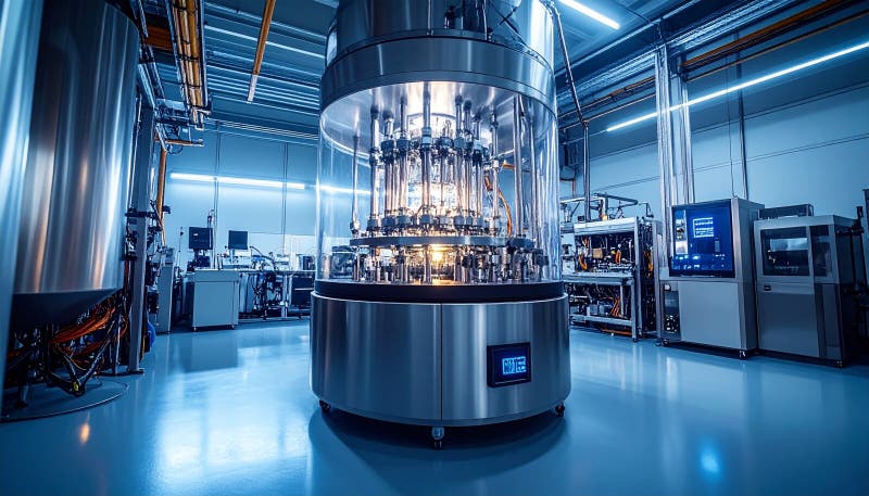 Futuristic Quantum Computer in a Research Laboratory Stock Illustration ...