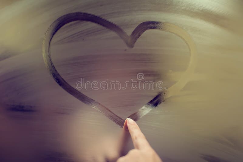 Heart on Steamed Up Mirror in the Bathroom Stock Image - Image of ...
