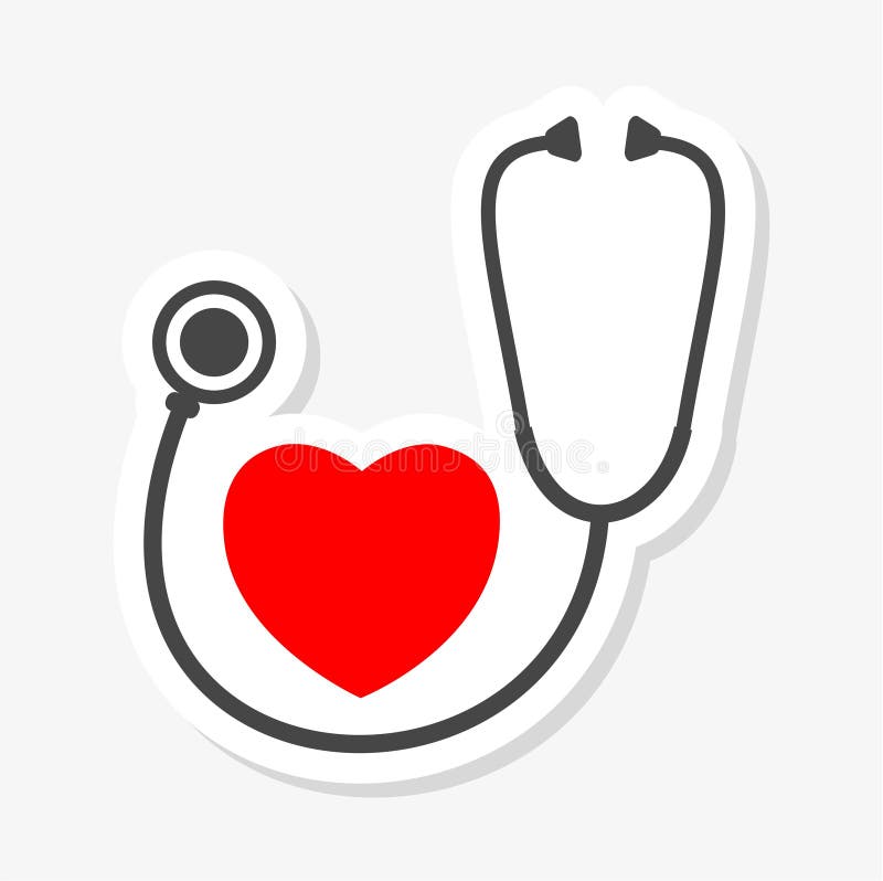 Heart with Stethoscope on White Background Stock Vector - Illustration ...