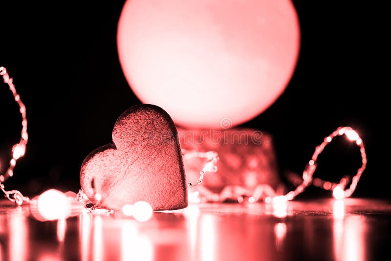 Heart Stone and Moonlight Lamp Stock Photo - Image of interior, light ...