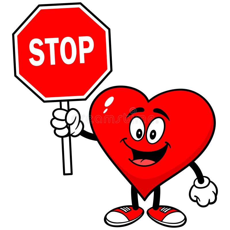 Heart with Stop Sign stock vector. Illustration of cartoons - 72948320
