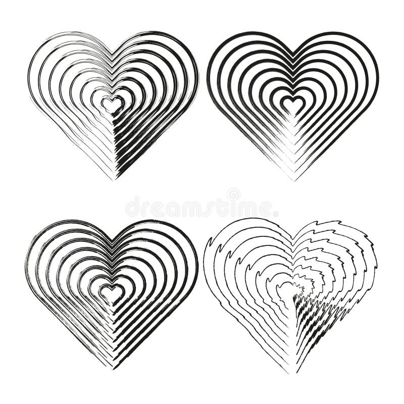 Heart Stripe Icon. Symmetrical Line Figure. Vector Contour Shape ...