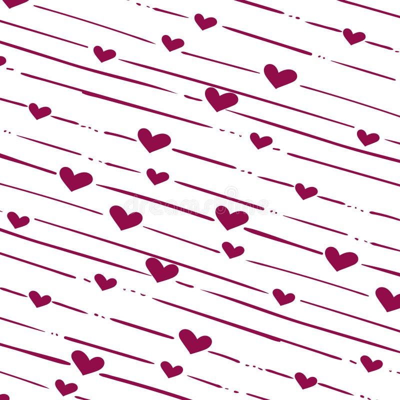 Heart and Stripes Hand Drawn by Pattern Stock Illustration ...