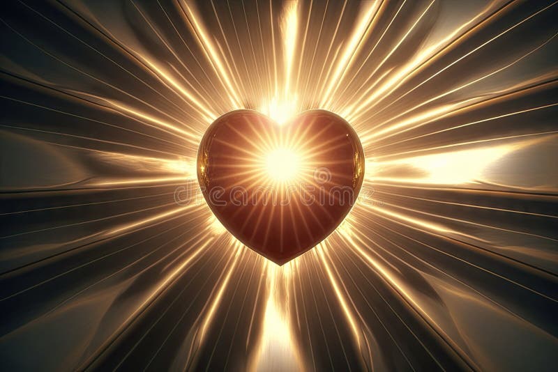 Heart with Sun Shining Above, Surrounded by Rays of Light Stock Image ...
