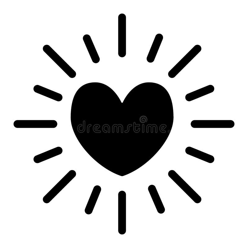 Heart Sun Solid Icon. Shining Heart Vector Illustration Isolated on ...