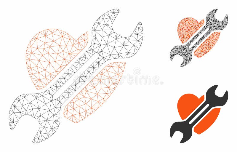 Heart Surgery Vector Mesh Carcass Model And Triangle Mosaic Icon Stock