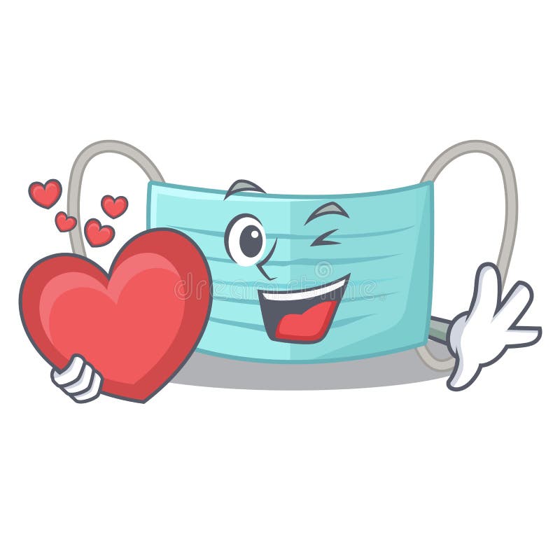 With Heart Surigcal Mask in the Cartoon Box Stock Vector - Illustration ...