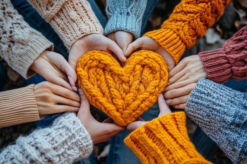 A Heart Surrounded by a Group of People Holding Hands, Symbolizing ...