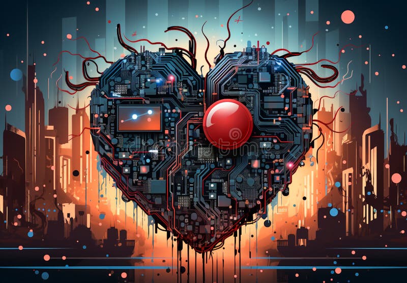A Technological Love Connection Stock Illustration - Illustration of ...