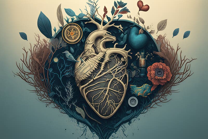 Heart, Surrounded by Symbols and Illustrations that Represent Life and ...