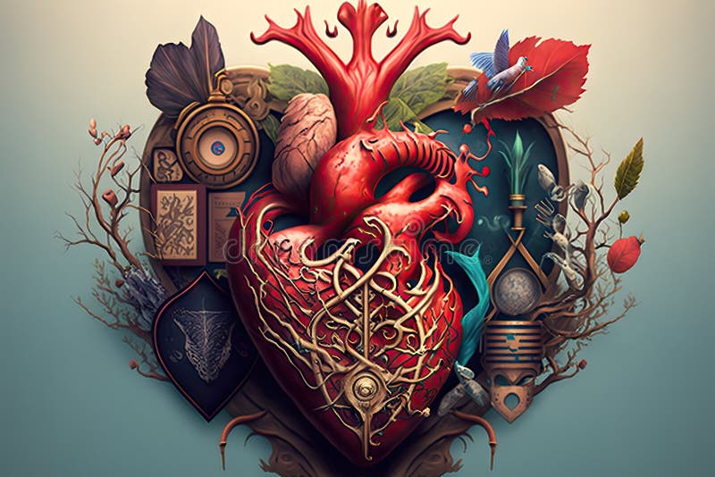 Heart, Surrounded by Symbols and Illustrations that Represent Life and ...