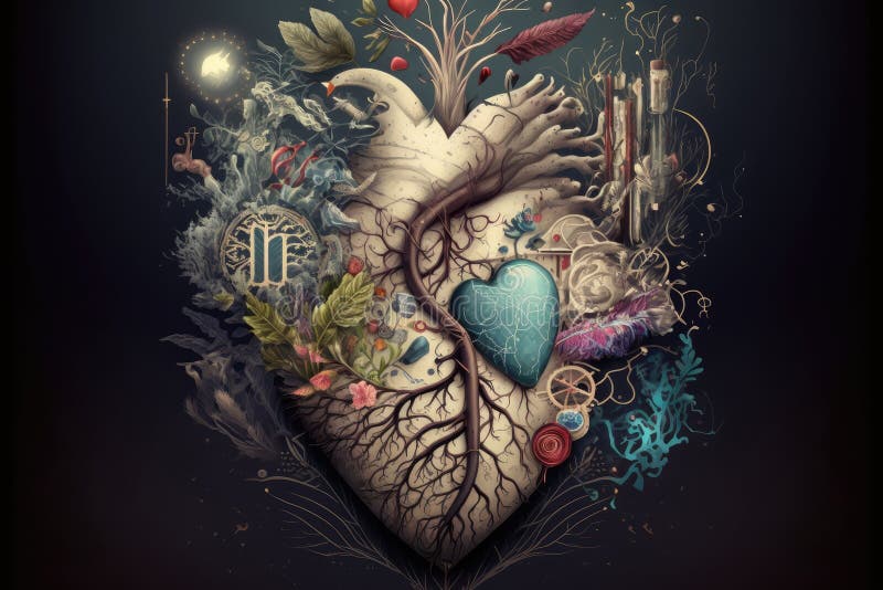 Heart, Surrounded by Symbols and Illustrations that Represent Life and ...