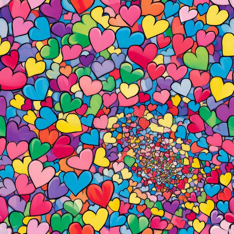 A Heart Swirl Pattern, Where Tiny Hearts Spiral into a Vortex of ...