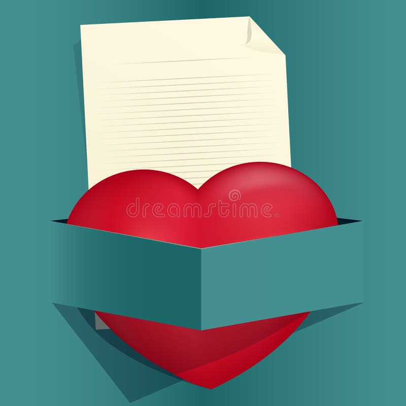 Heart Symbol with Blank Paper Stock Illustration - Illustration of ...
