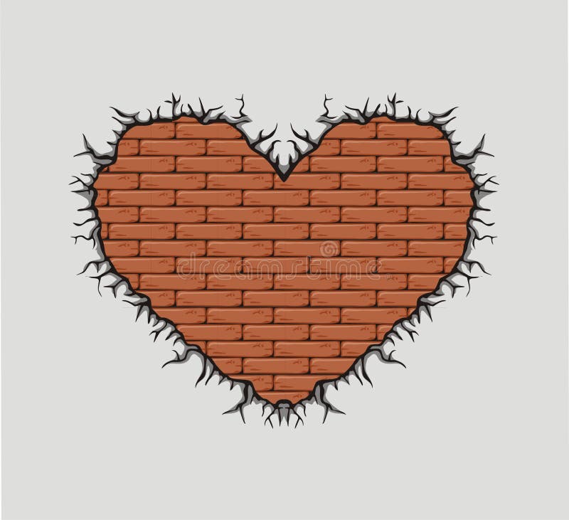 Heart symbol on brick wall stock vector. Illustration of brick - 37681716
